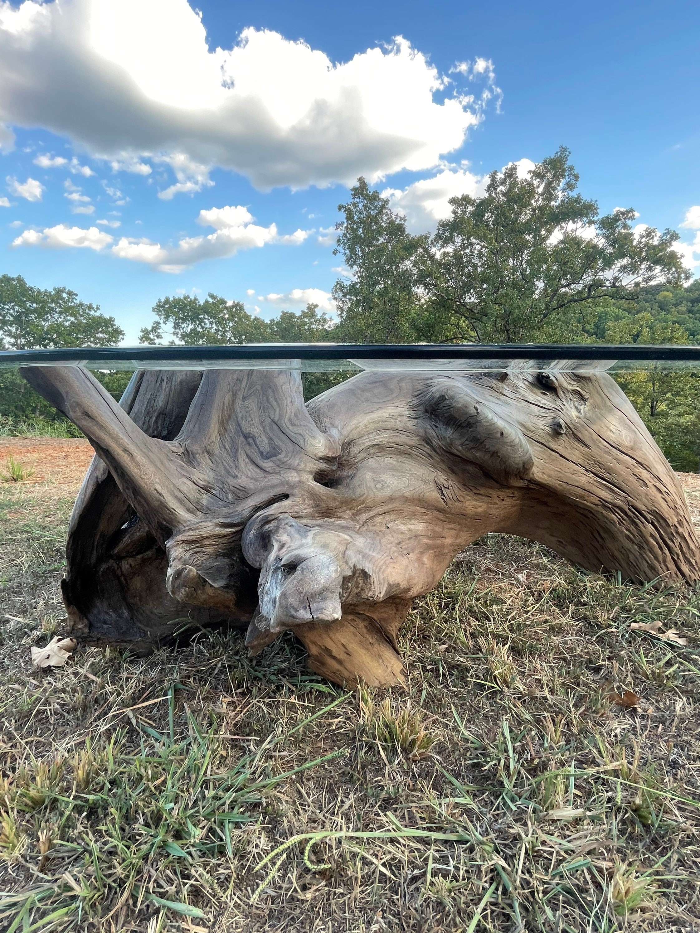 Oak Root Ball Coffee Table Live Edge Cabin Lake Decor - Etsy