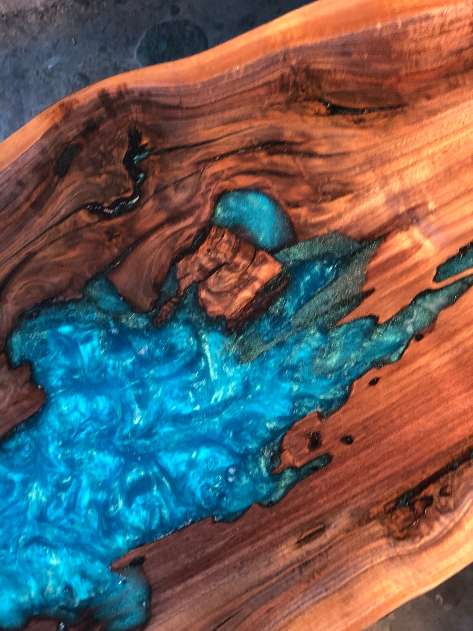 Live Edge River Table With Matching Benches Walnut Dining Stone Rocks ...