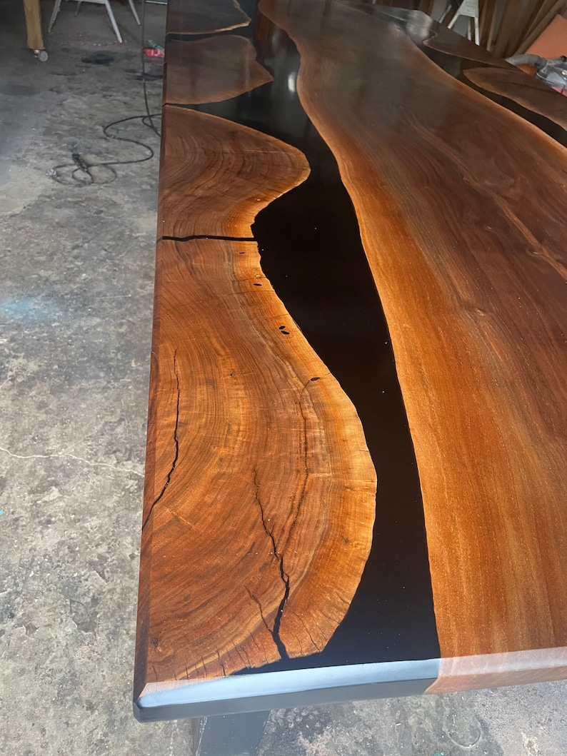 Ten Foot Walnut Black Epoxy Live Edge River Table - Etsy