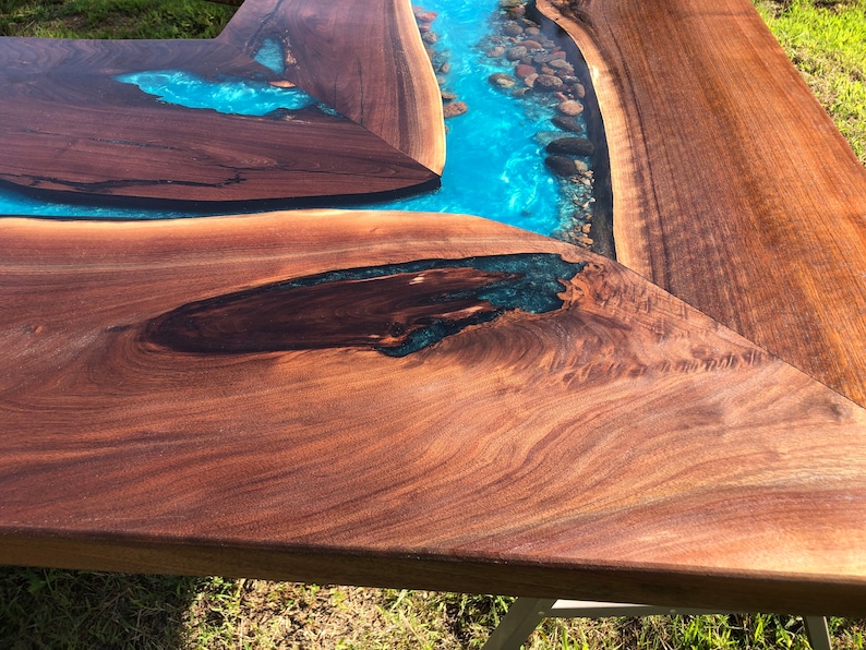 25 Ft Bartop River Table Live Edge With River Stone and Trout - Etsy