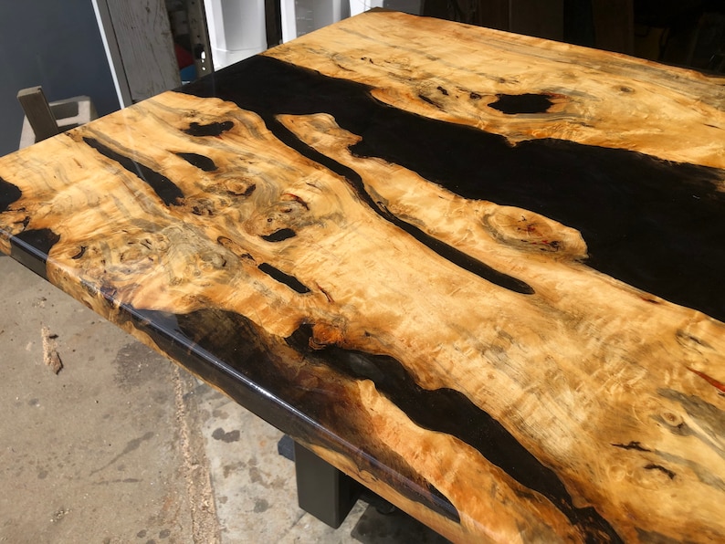 Live Edge River Table With Black Resin - Etsy