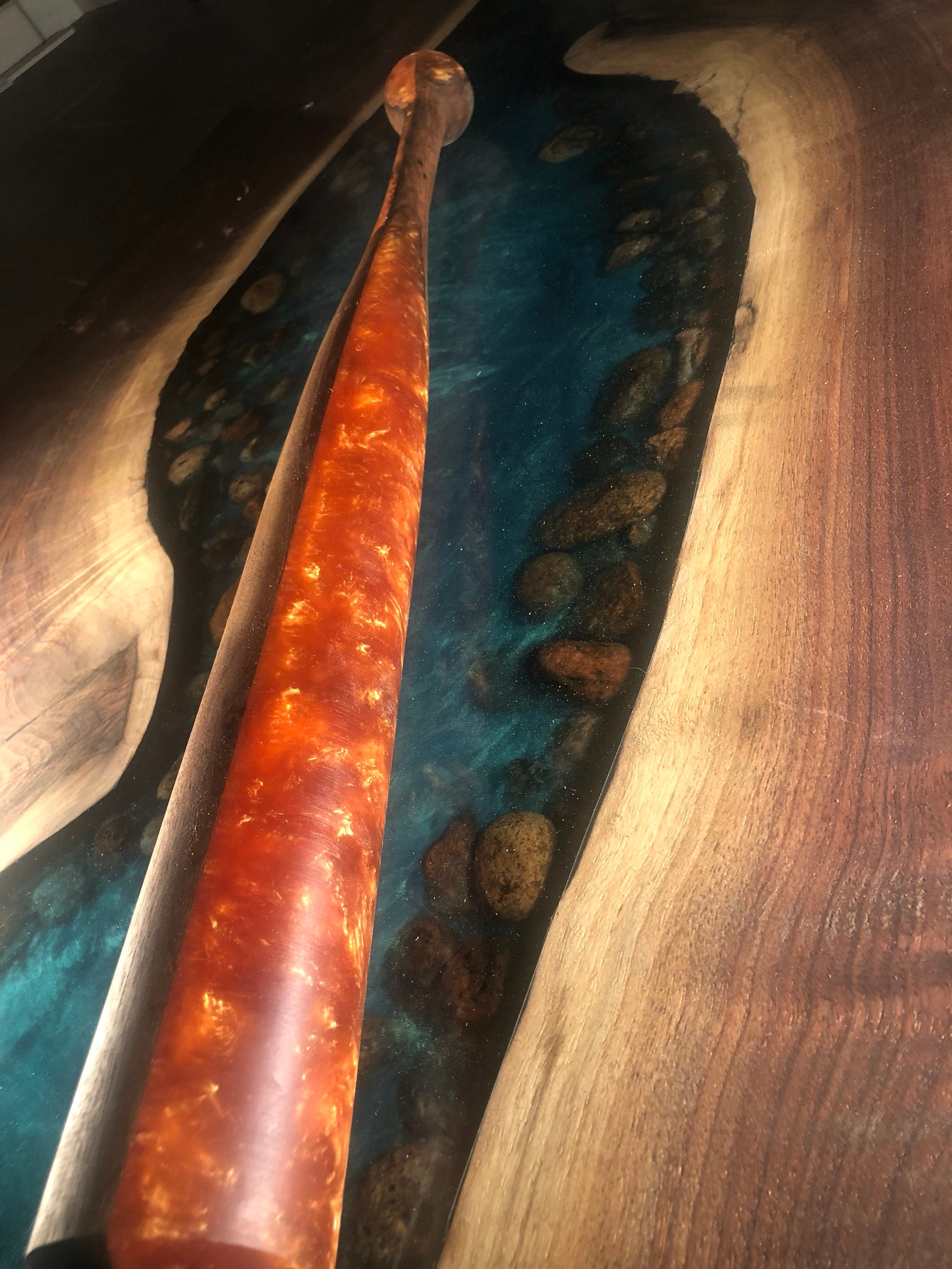 Baseball Bat Using Live Edge Walnut and Copper Resin Wall Art - Etsy