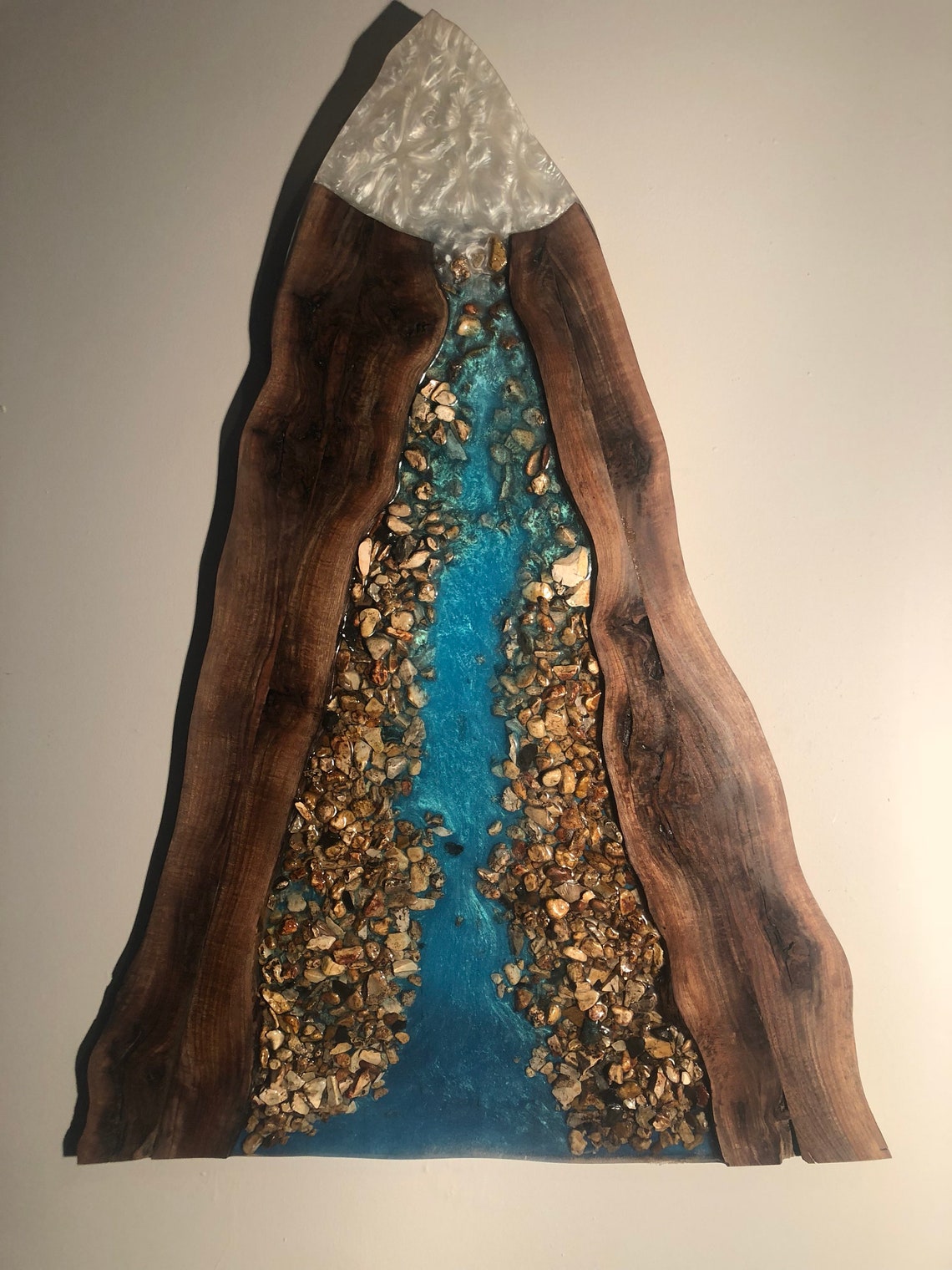 Resin Epoxy Wall Art Mountain Scene With Stone - Etsy