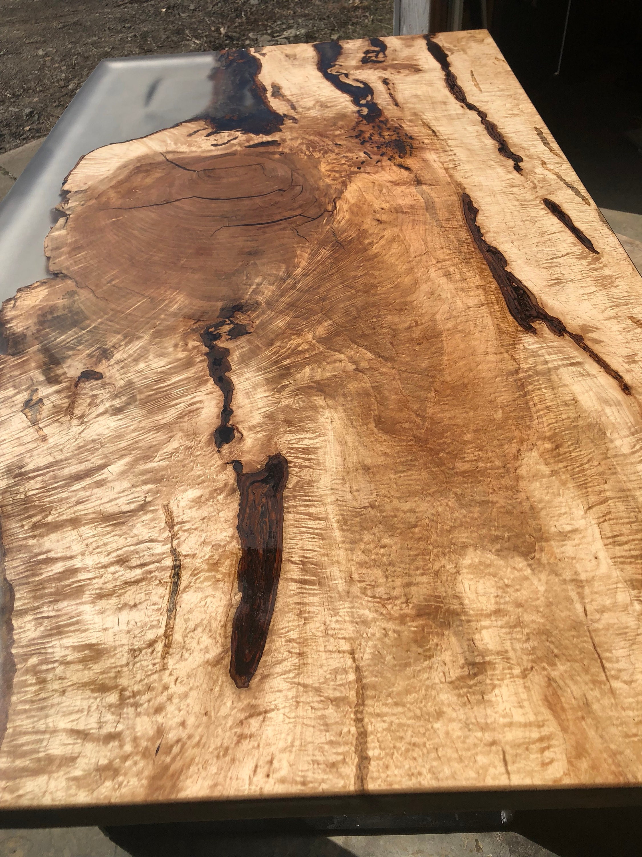 Maple River Table With Plate Base and Live Edge Dining - Etsy