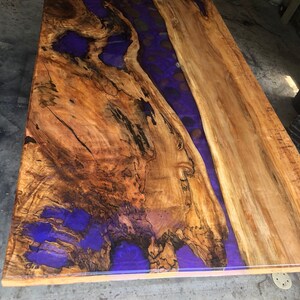 Maple Purple Live Edge River Table With Stone - Etsy