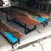 Live Edge River Table With Matching Benches Walnut Dining Stone Rocks ...