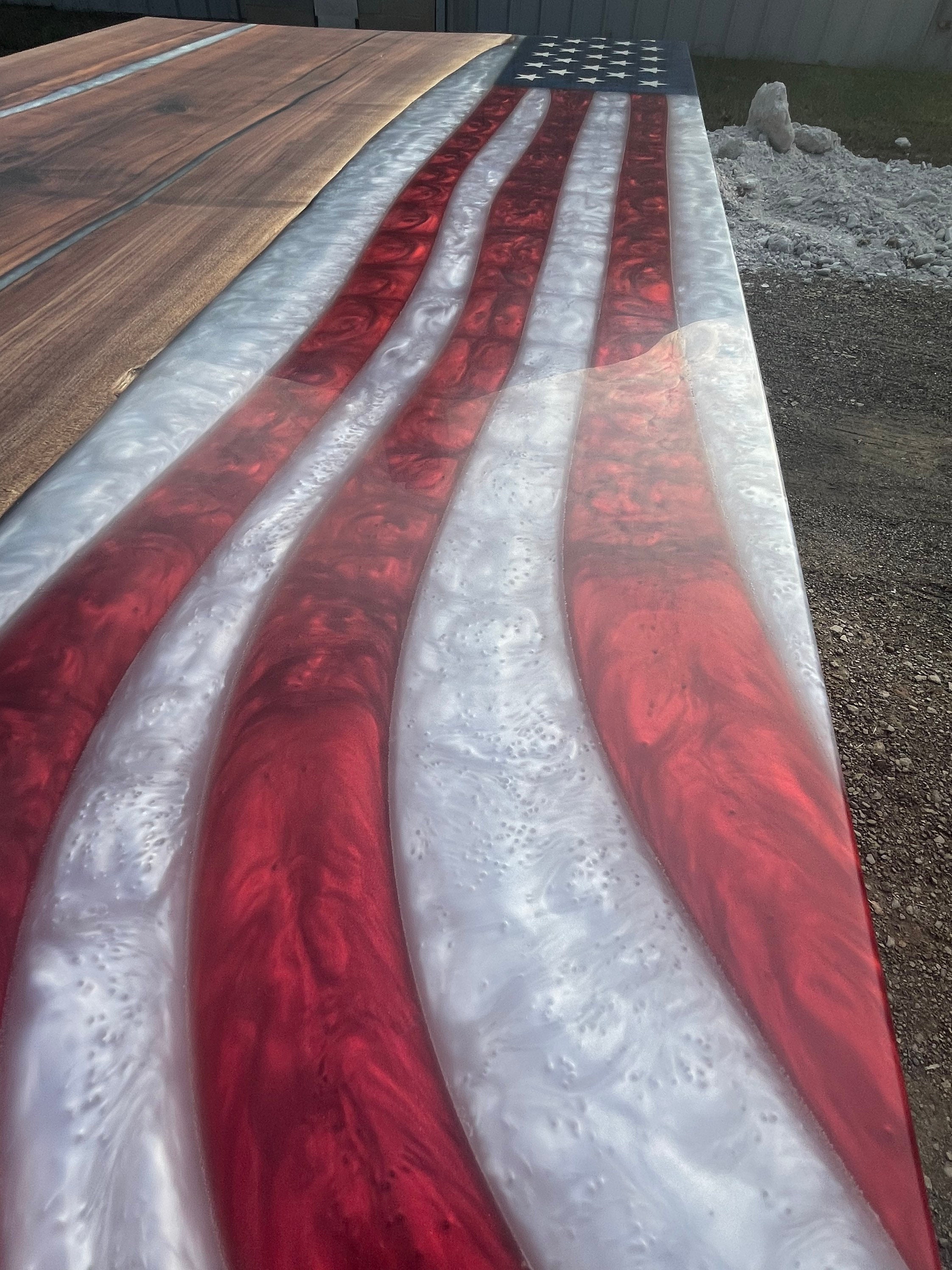 American Flag River Table Epoxy Live Edge Black Walnut. - Etsy