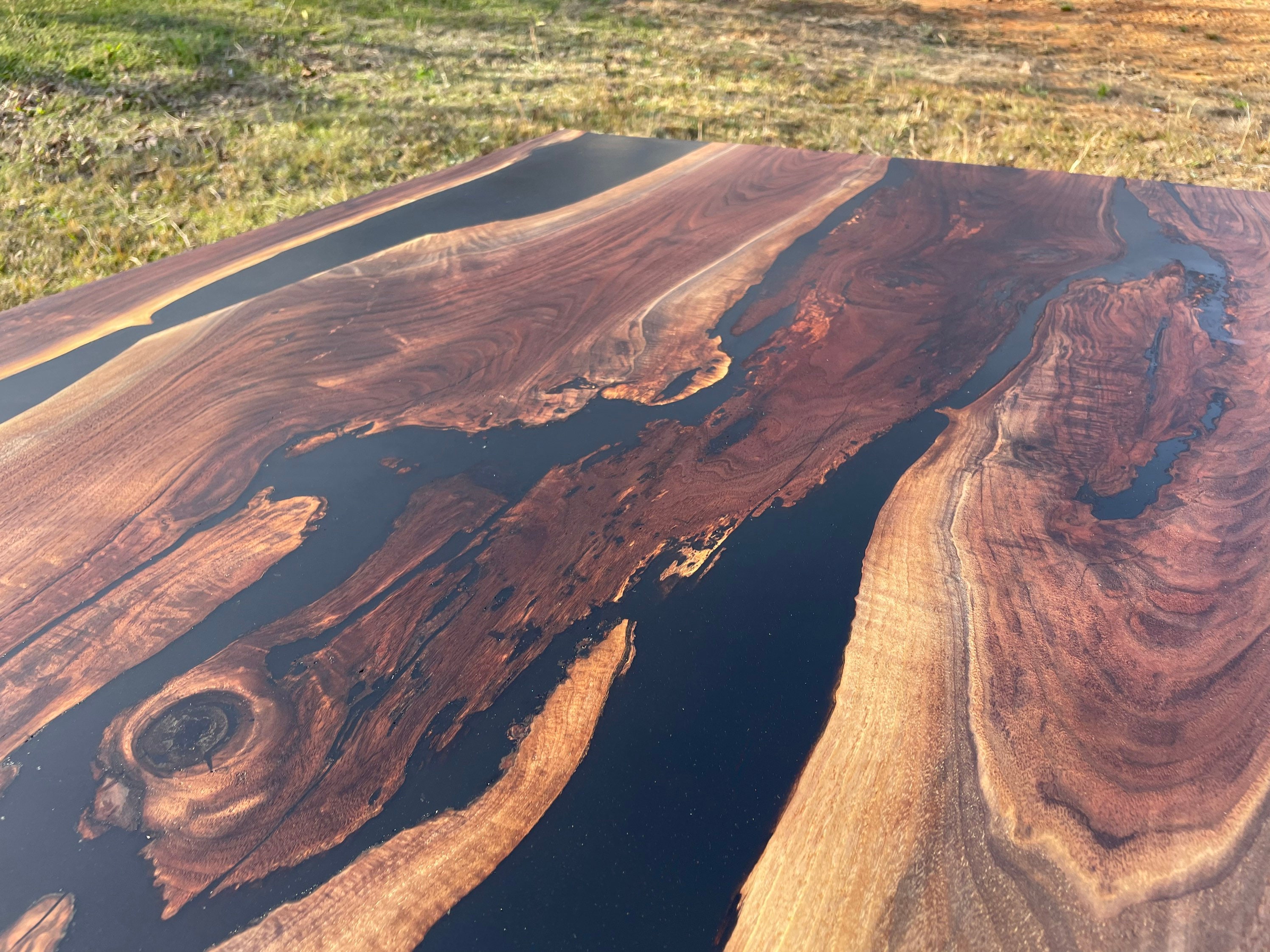 Live Edge Epoxy River Table Kitchen Table Dining Walnut Black - Etsy