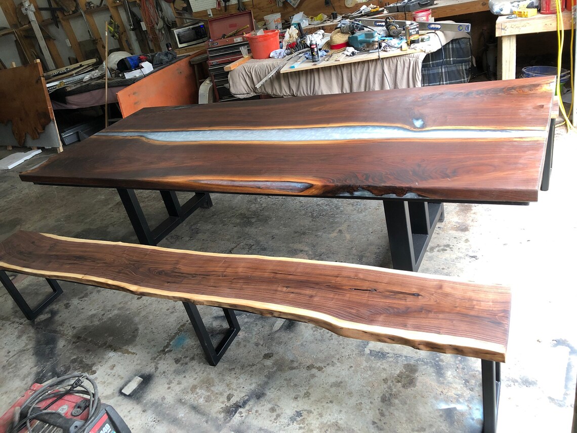 10 Foot Conference Table and Benches Live Edge River Table - Etsy