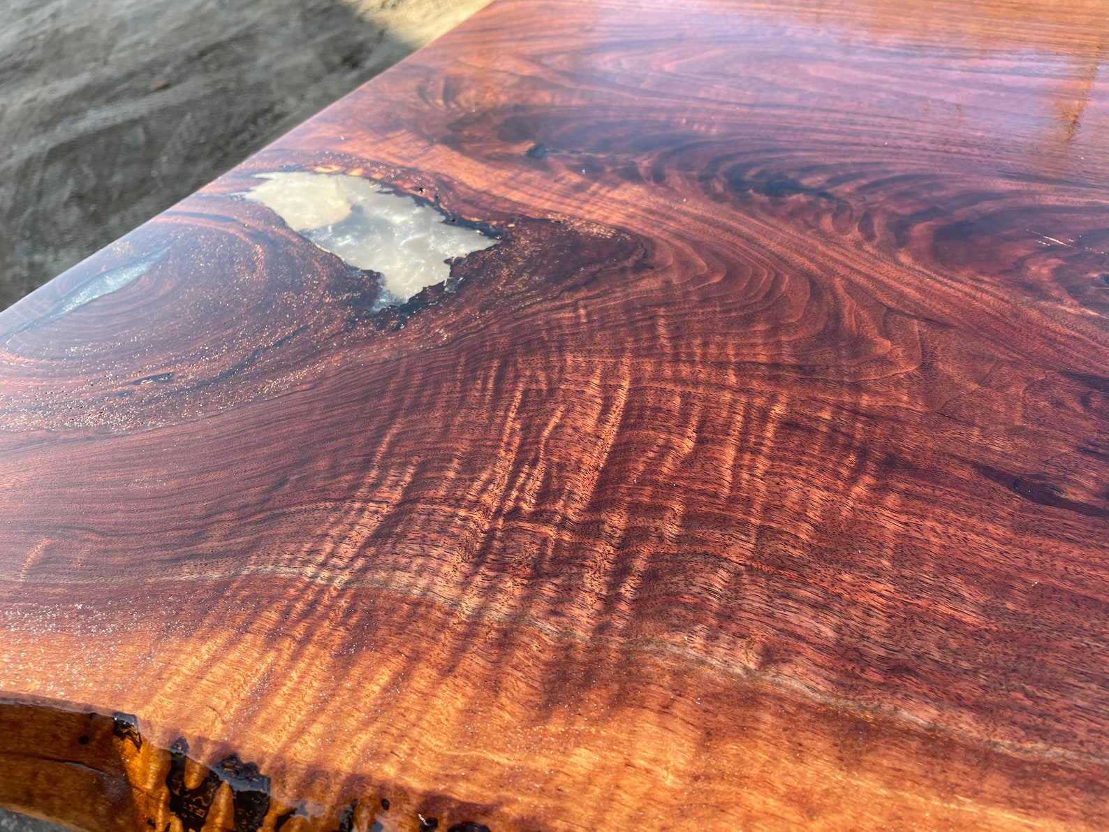 Gorgeous Walnut Live Edge Black and White Dining Table Epoxy Resin ...