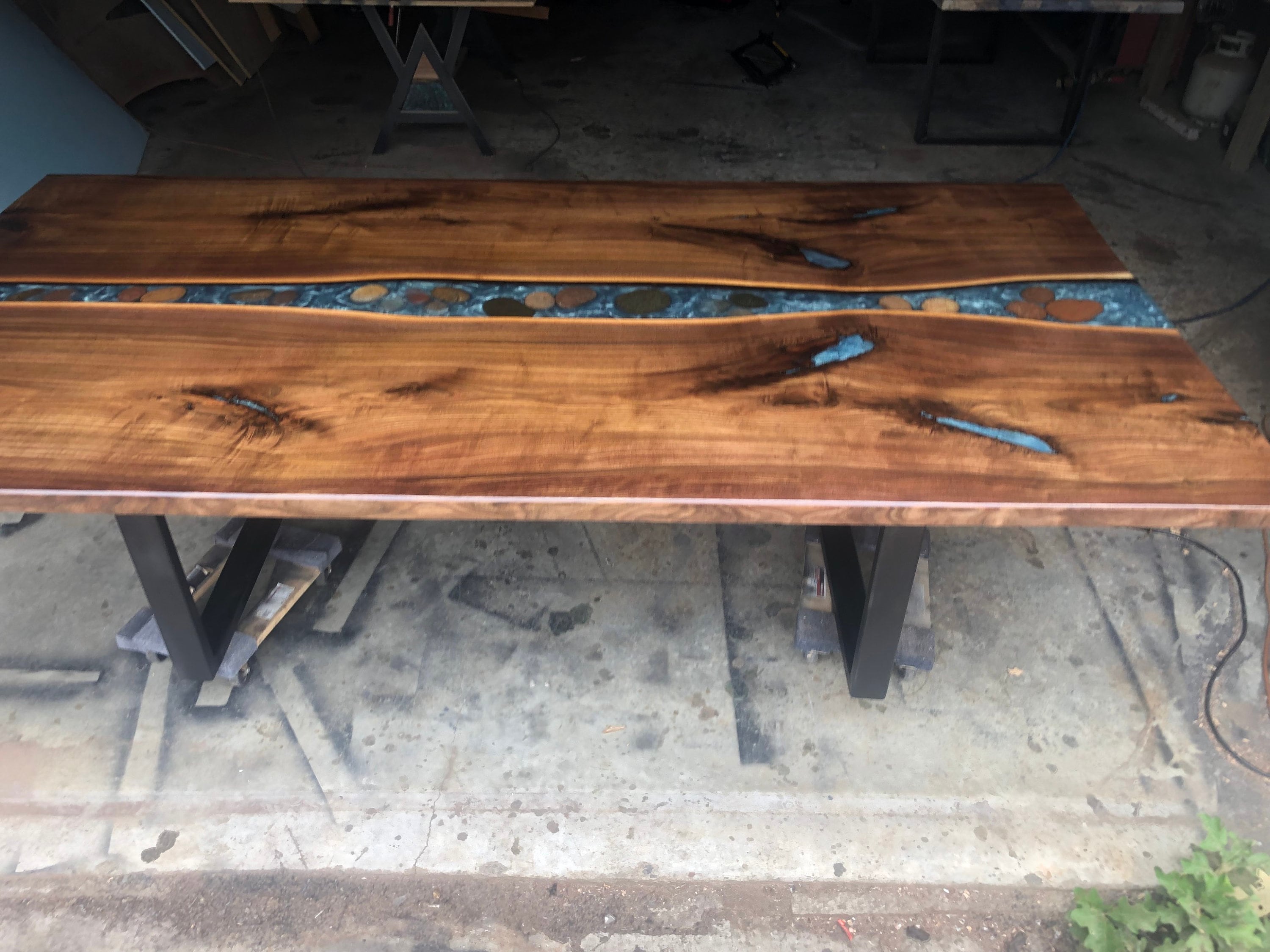 Walnut Live Edge Conference River Table With Stone Resin Epoxy - Etsy