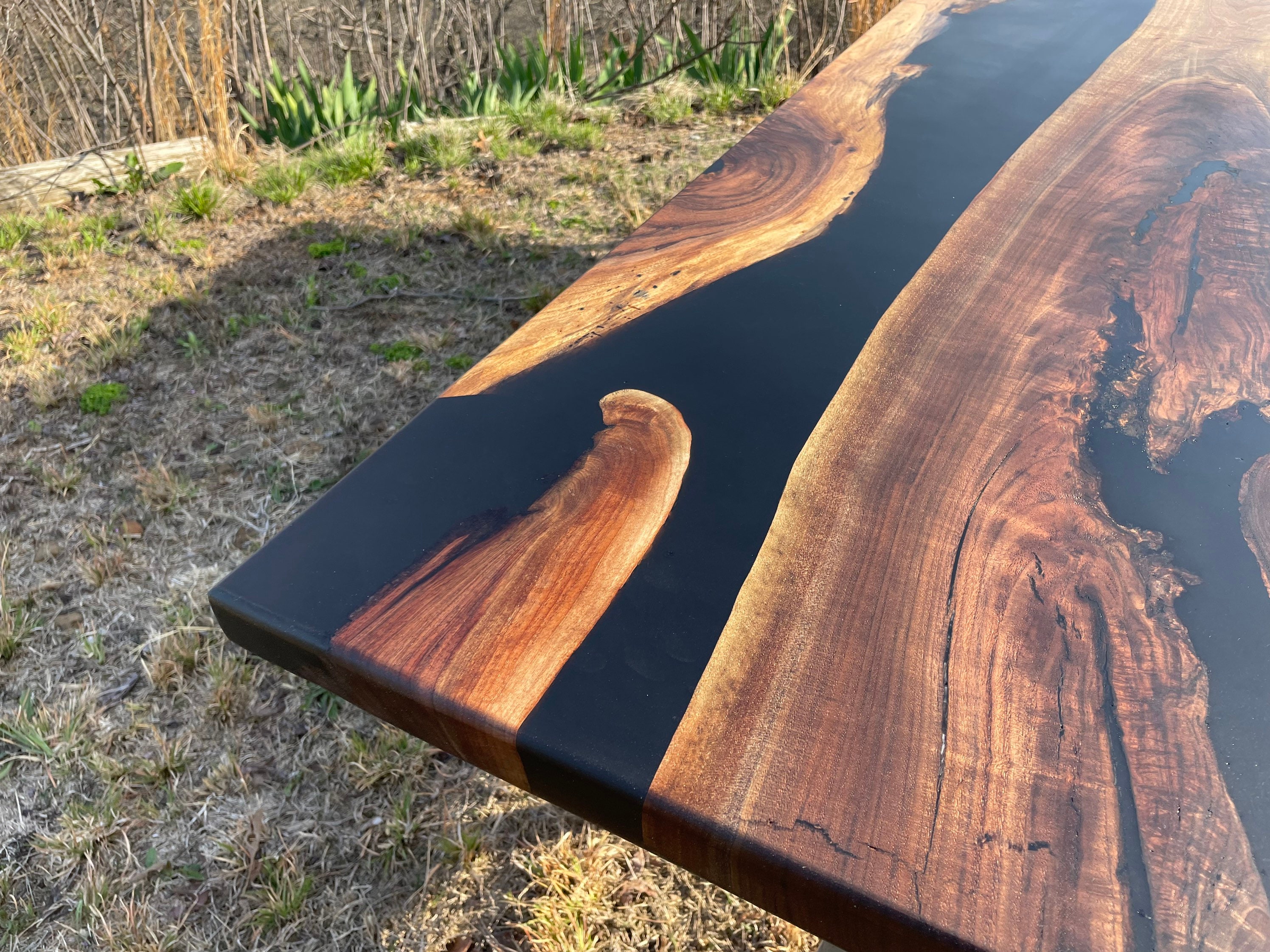 Live Edge Epoxy River Table Kitchen Table Dining Walnut Black - Etsy
