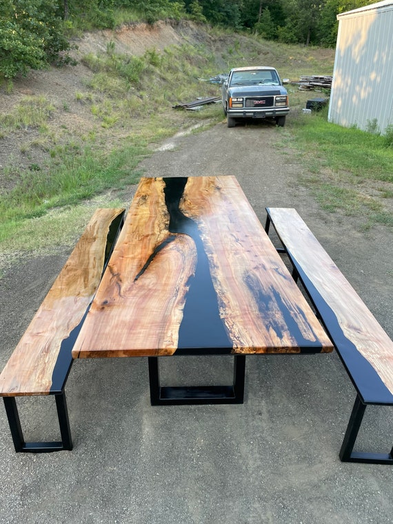 10 Ft Spalted Curly Maple Live Edge River Table With Matching | Etsy