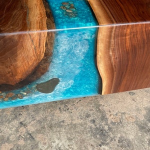 Double Waterfall River Table With Shelf Underneath. Live Edge Walnut ...