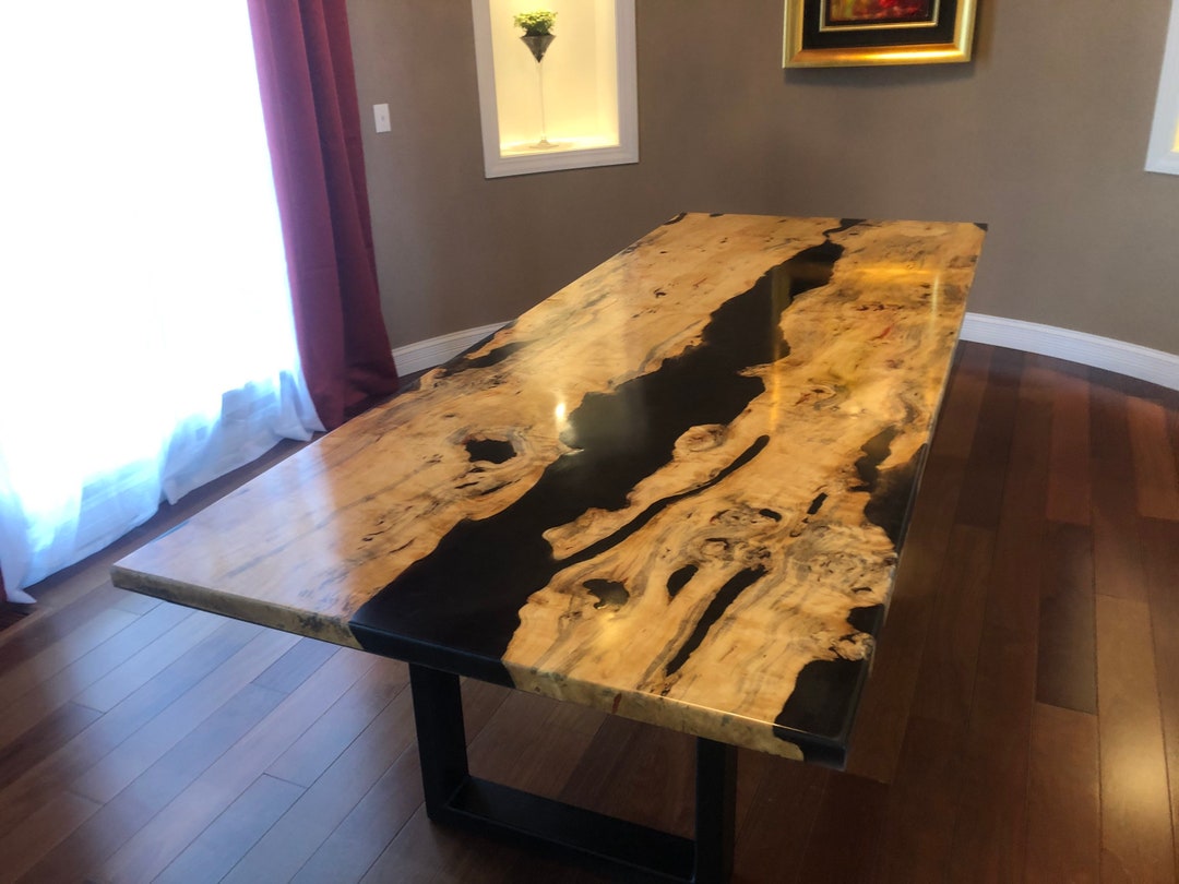 Live Edge River Table With Black Resin - Etsy