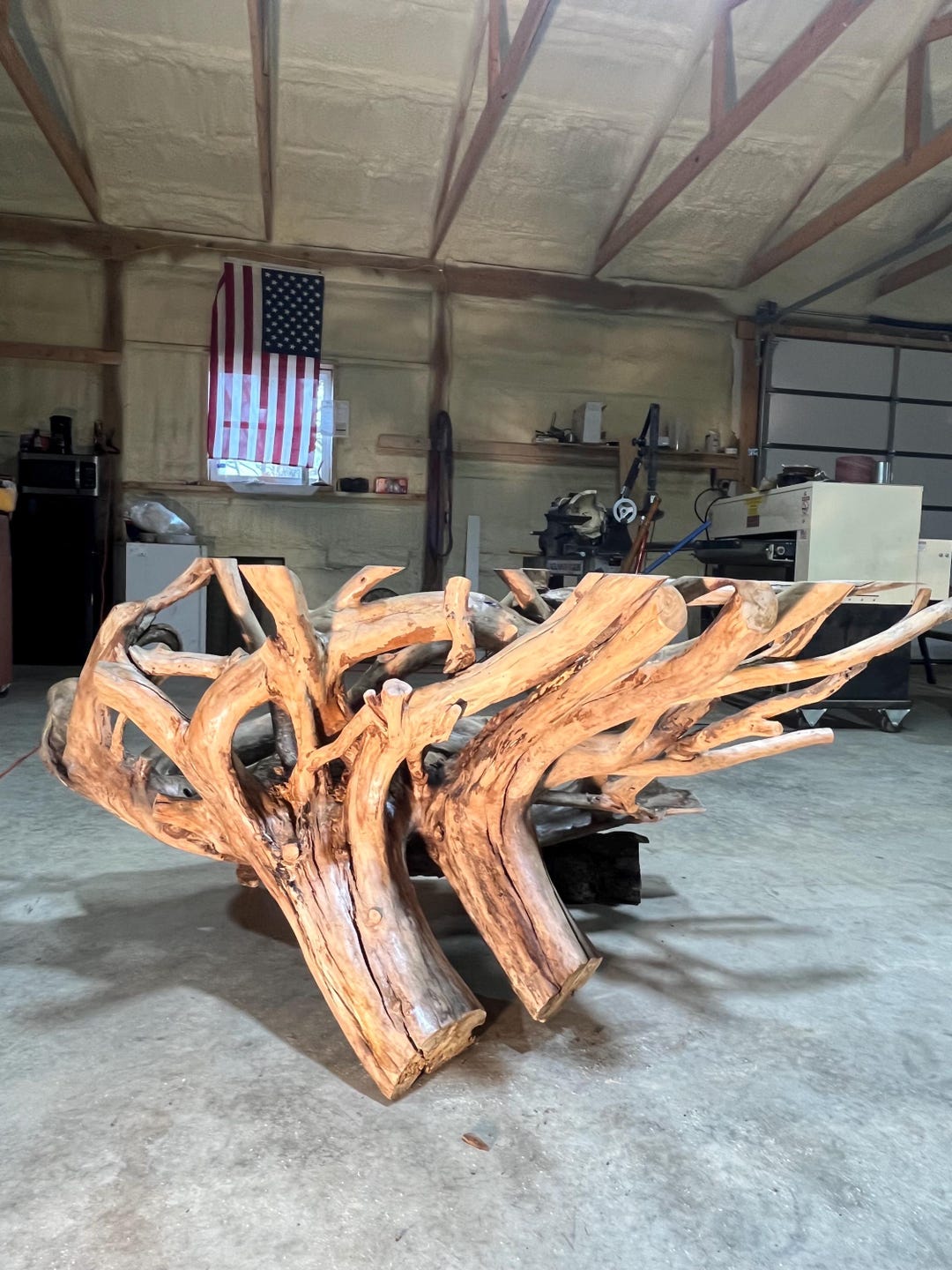 Sycamore Root Table Base Glass Rootball Reclaimed Salvaged Dining - Etsy