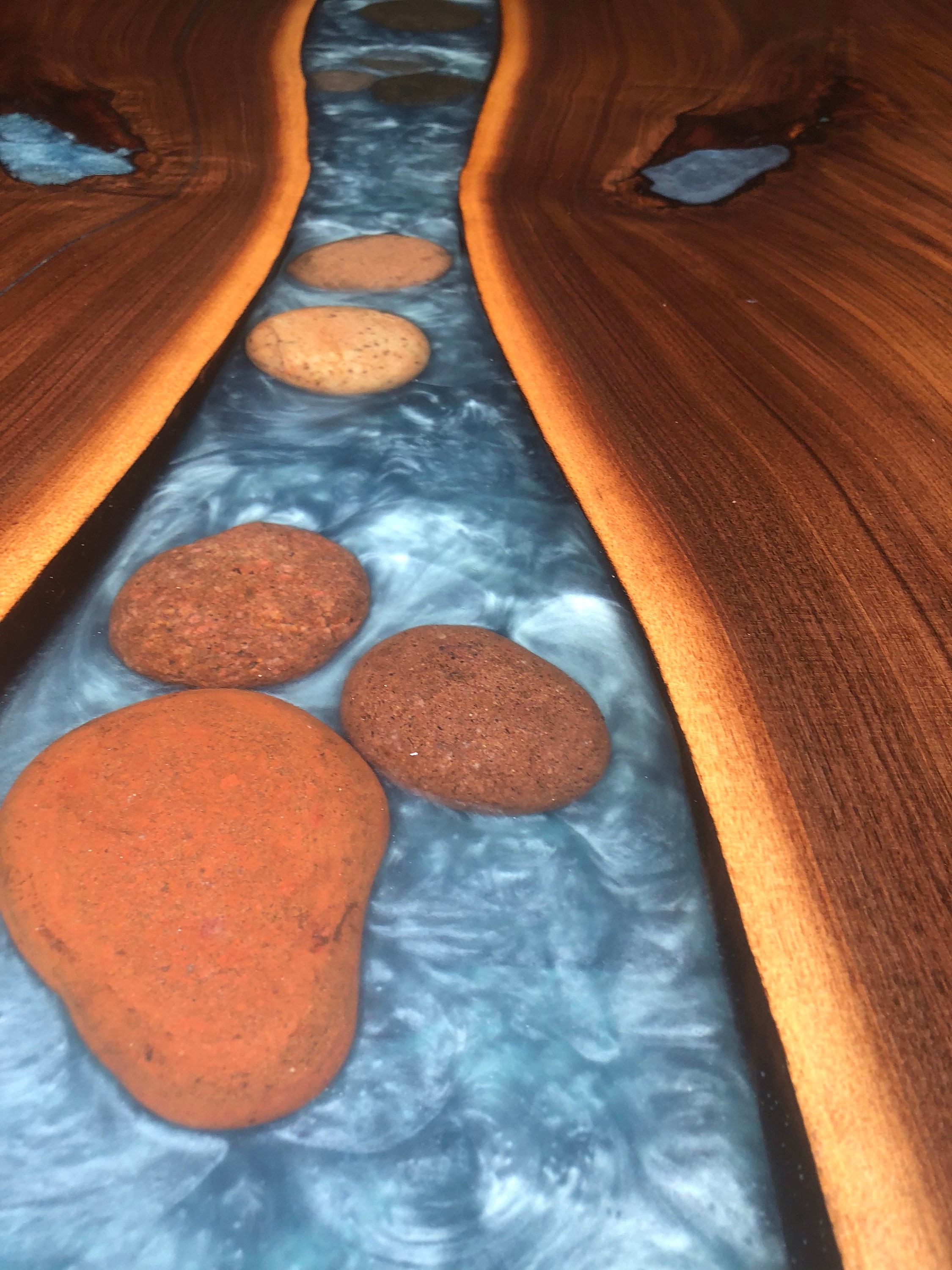 Walnut Live Edge Conference River Table With Stone Resin Epoxy - Etsy