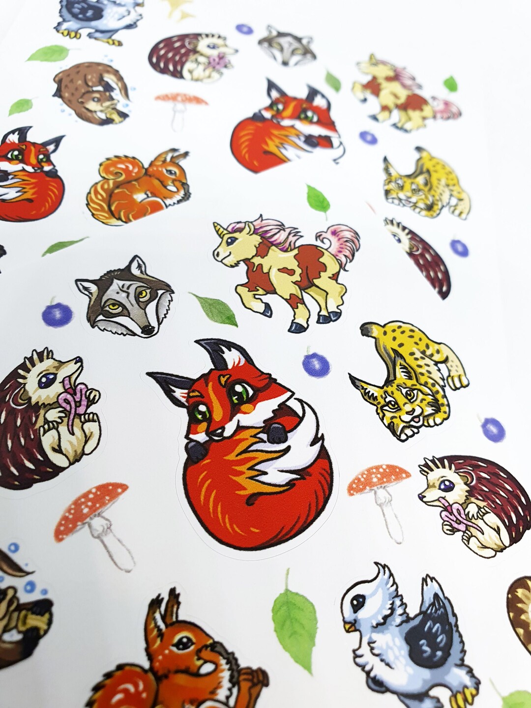 Wild Animals Sticker Sheet (fox, Squirrel, Hedgehog, Otter, Lynx, Wolf ...