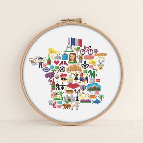 France Cross Stitch Pattern Download PDF French Sampler PDF - Etsy