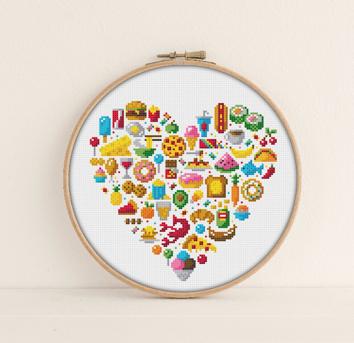 Food Cross Stitch Pattern PDF Pattern Colourful Cross | Etsy Canada