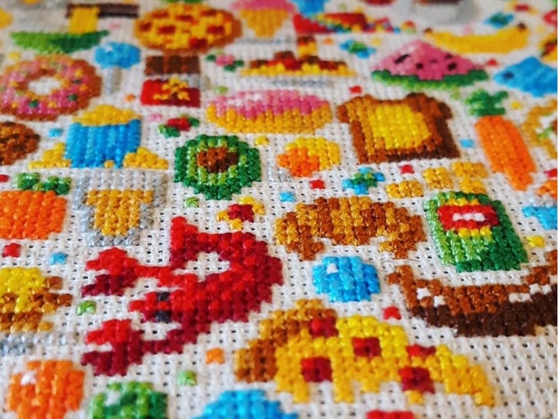 Food Cross Stitch Pattern PDF Pattern Colourful Cross | Etsy Canada