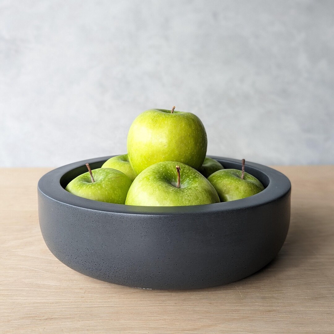 9" Heavy Concrete Fruit Bowl - Etsy