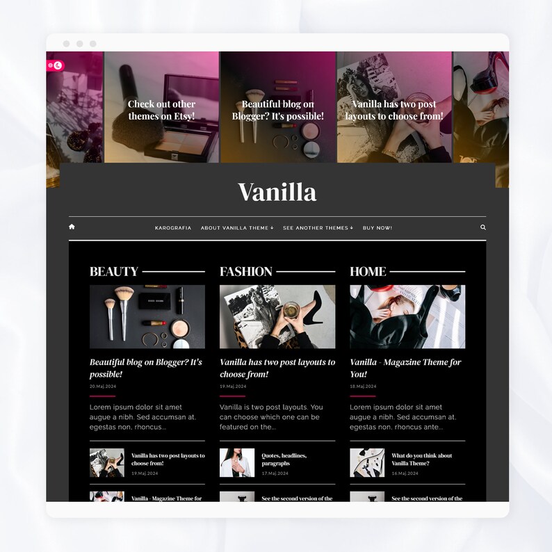 Magazine Blogger Theme - VANILLA! - Etsy