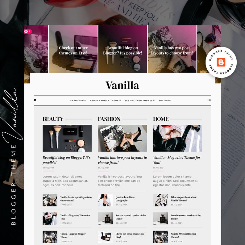 Magazine Blogger Theme - VANILLA! - Etsy