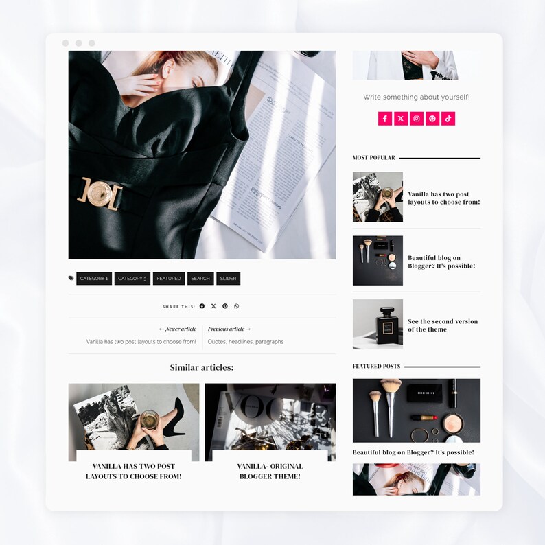 Magazine Blogger Theme - VANILLA! - Etsy