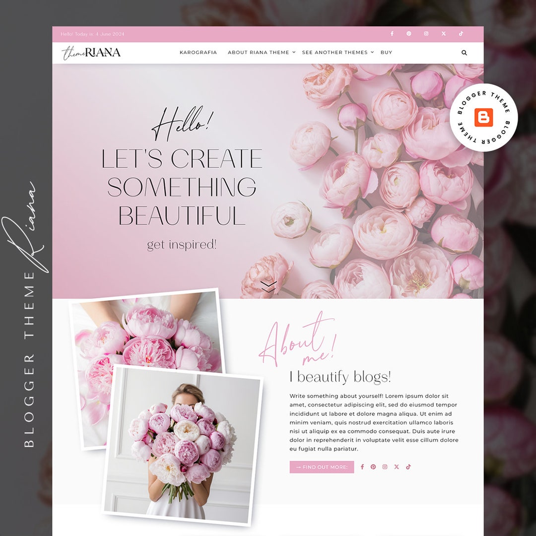 Blogger Theme - RIANA- Responsive Blogspot Template - Etsy