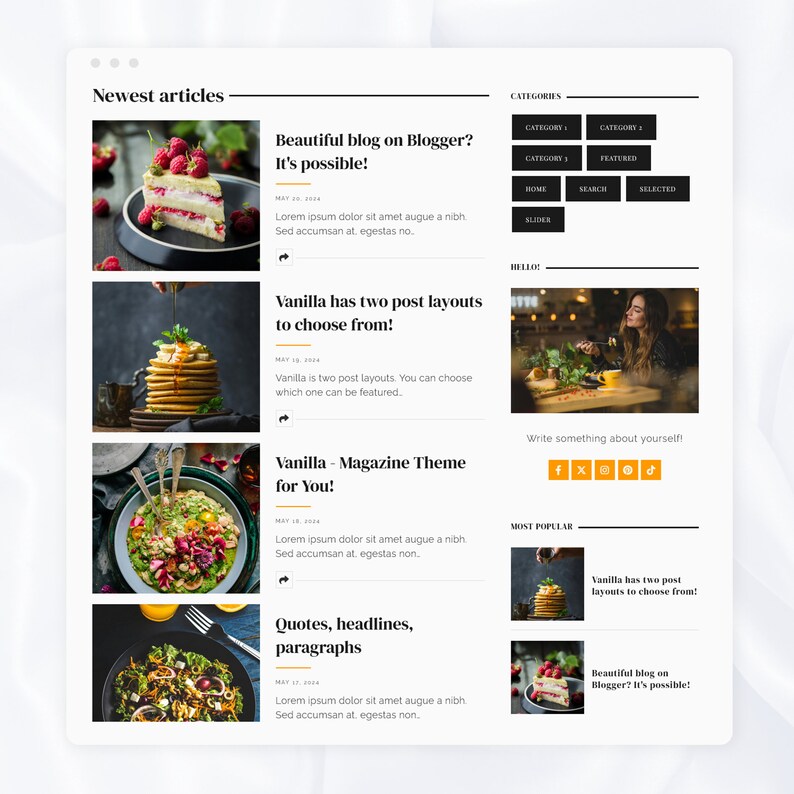 Magazine Blogger Theme - VANILLA! - Etsy