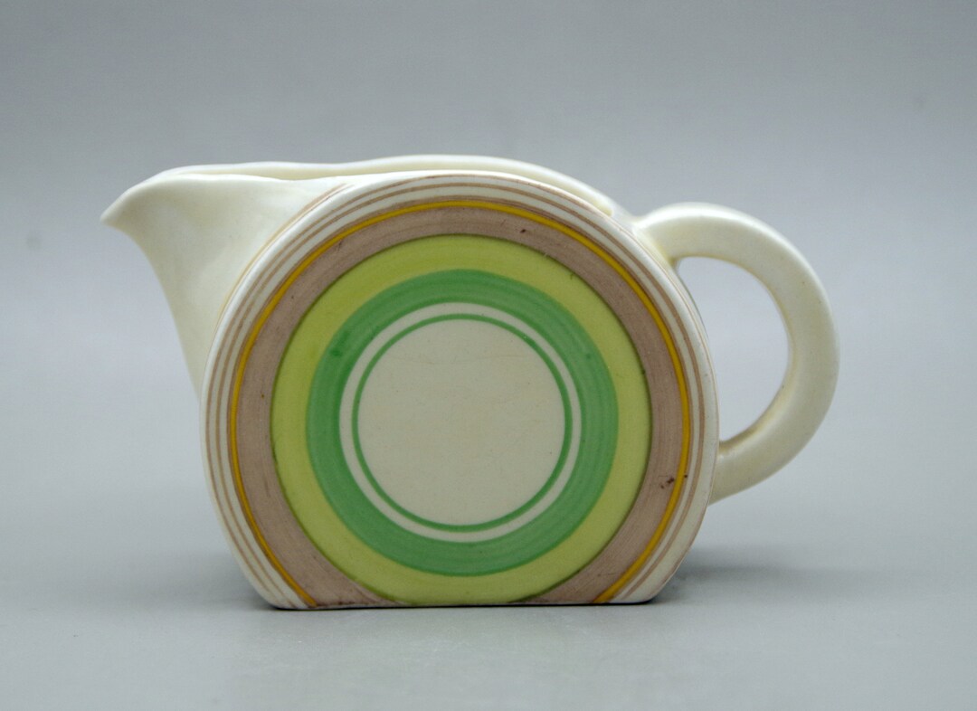 CLARICE CLIFF banded green Pattern Bizarre Pottery Art Deco Bonjour ...