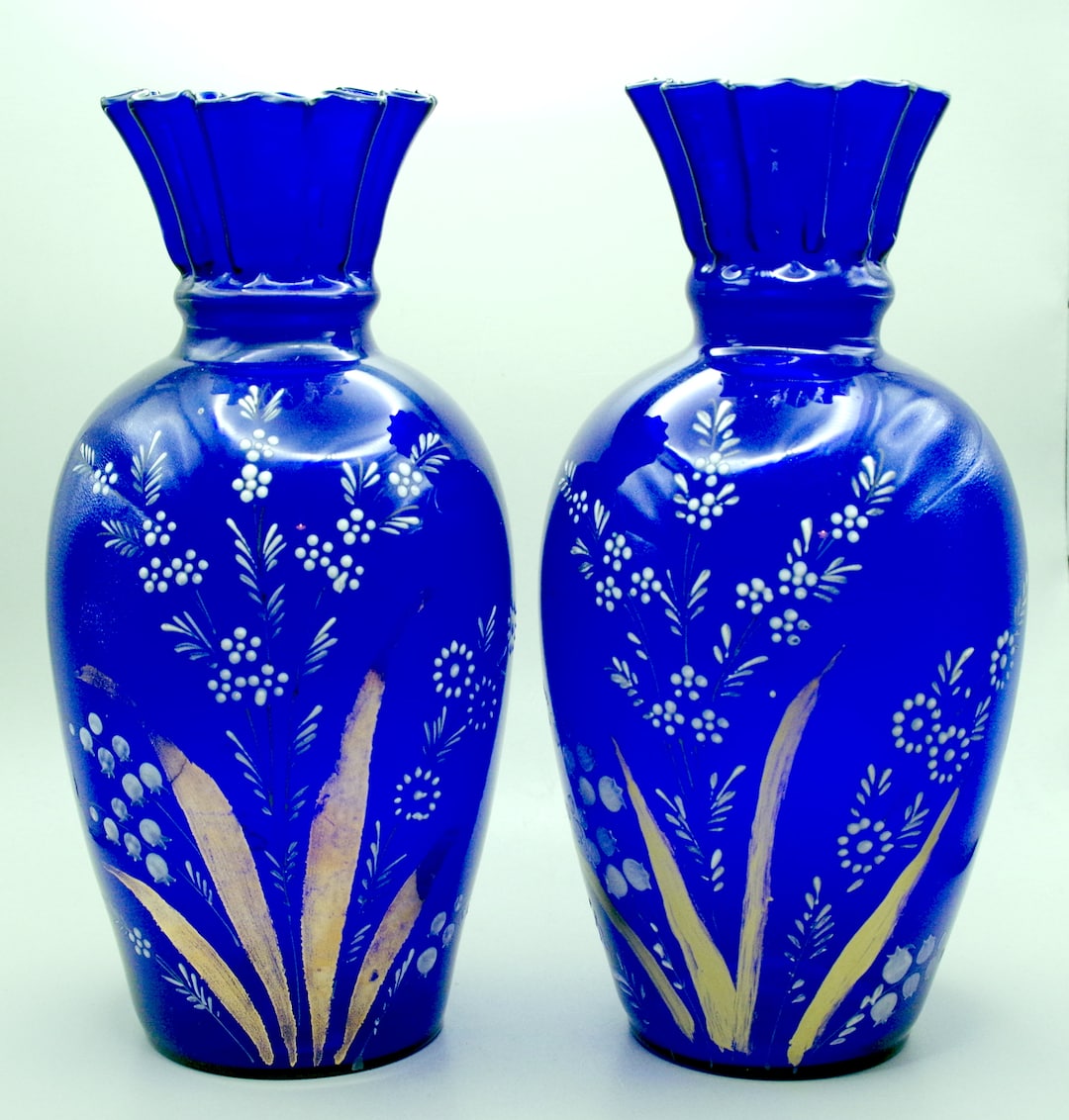 Pair Large FRENCH COBALT Blue GLASS Vases C19th C1880 - Etsy