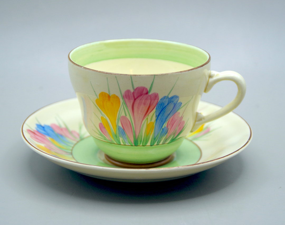 CLARICE CLIFF spring Crocus Pattern Windsor Shape Cup & Saucer Art Deco ...