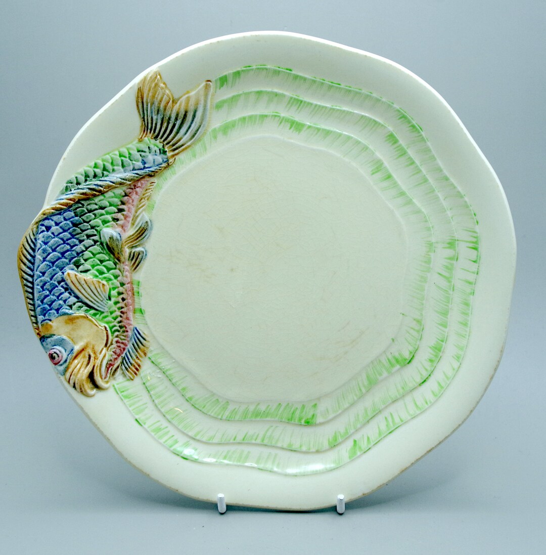 CLARICE CLIFF Moulded FISH Pattern Art Deco Wilkinson Pottery C1939 ...