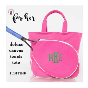FOR HER Monogrammed Hot Pink Canvas TENNIS Tote -free Ship/grad Gift ...