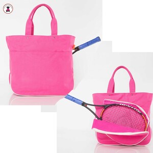 FOR HER Monogrammed Hot Pink Canvas TENNIS Tote -free Ship/grad Gift ...