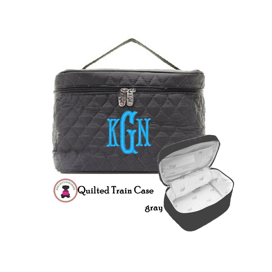 Deluxe Quilted Train Case-gor HER W Monogram-gray-free Ship/bride Gift ...
