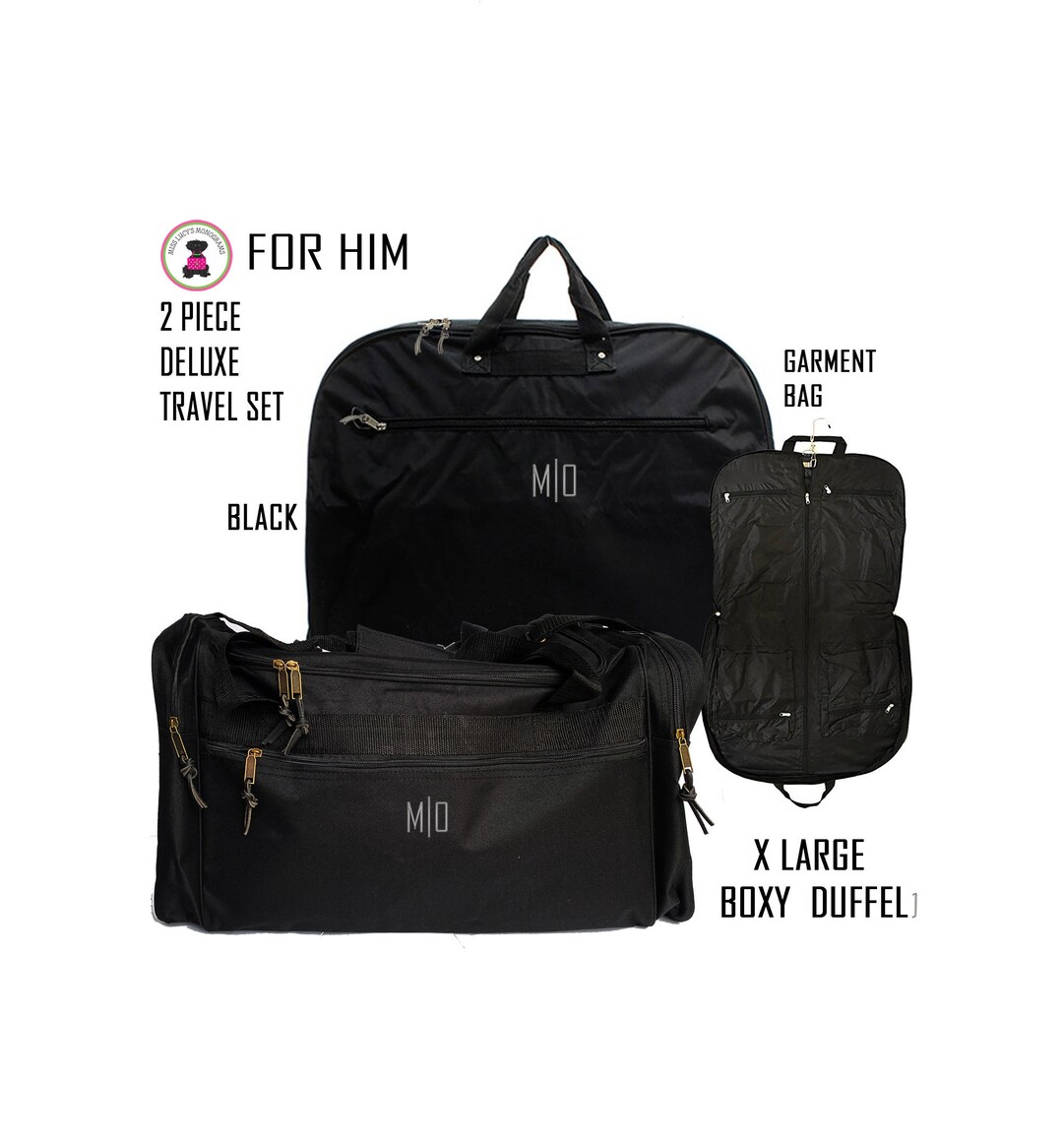 2 Piece Deluxe Travel Set-black-for HIM With Monogram-free Ship/men ...