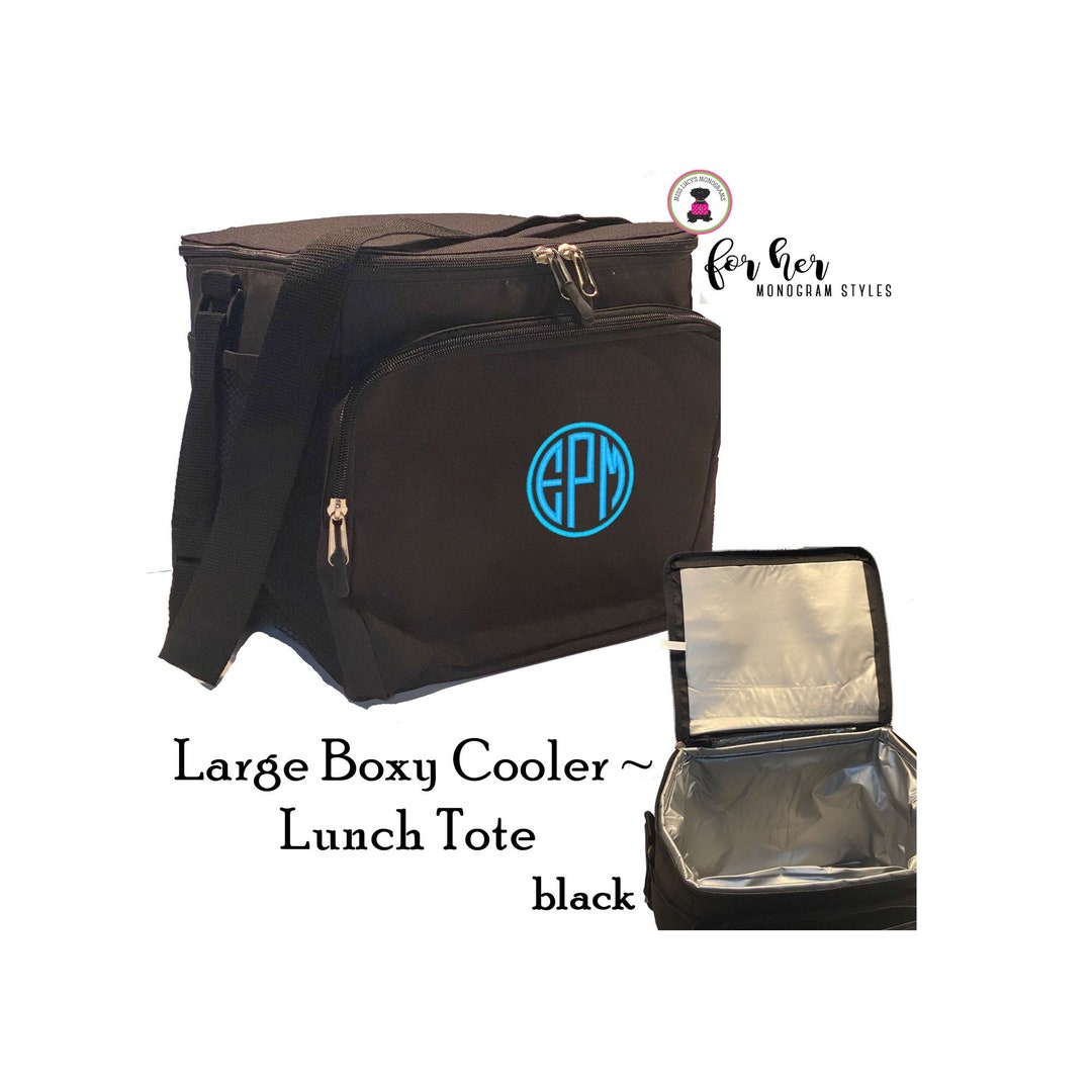 Cooler Boxy Tote / Lunch Bag W FOR HER Monogram-black-free Ship/company ...