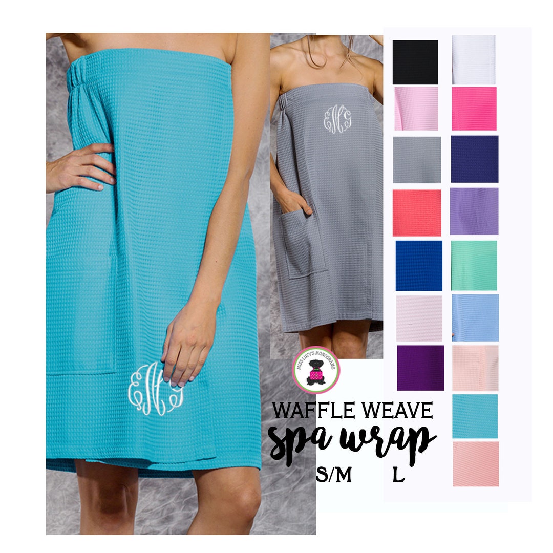 S/M or L Monogrammed Deluxe Waffle Weave Spa Wrap -free Ship/group ...