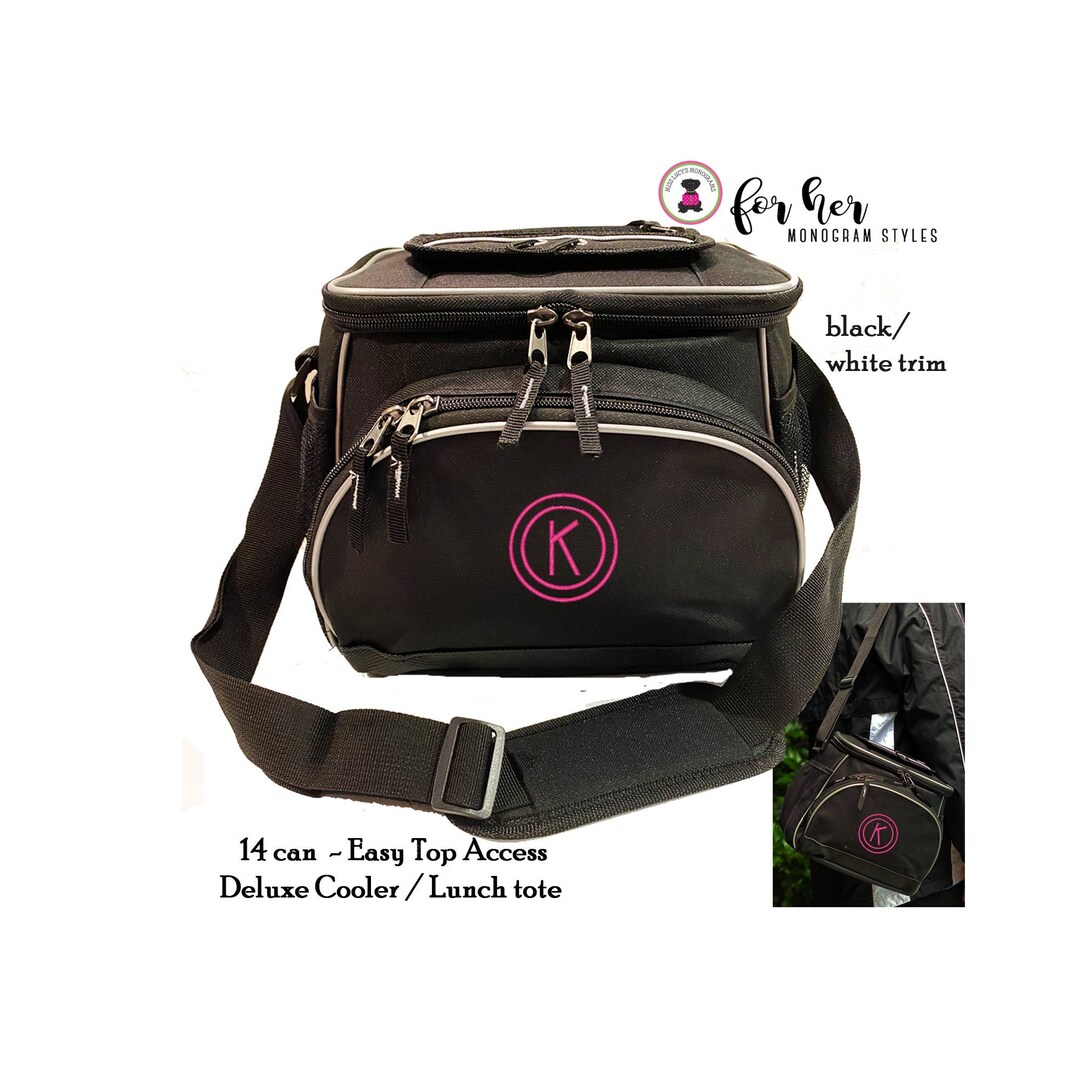 Lunch Bag-easytop Access Cooler Tote W FOR HER Monogram-black-free Ship ...