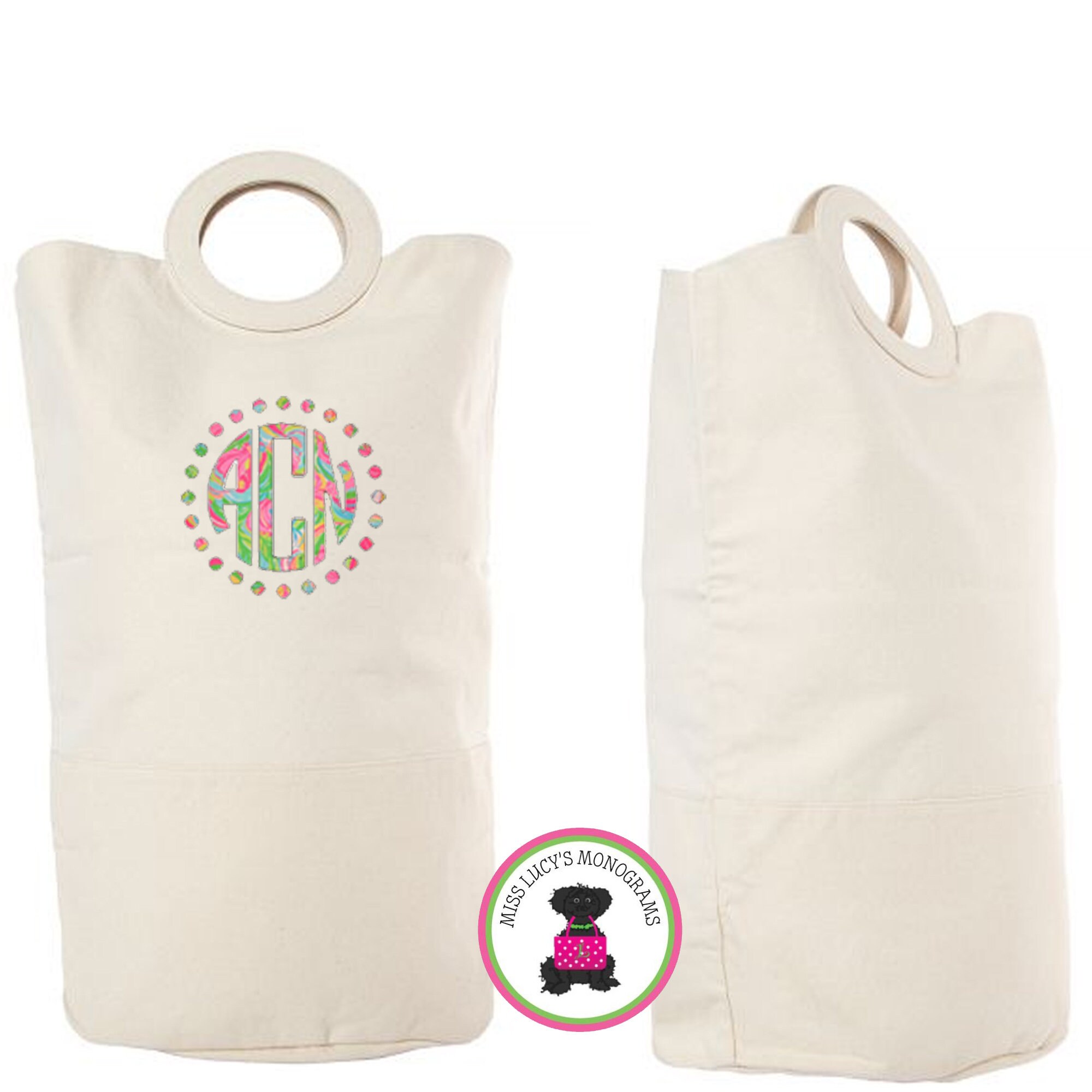 Lilly Inspired Personalized Laundry Hamper/Tote-Natural-FREE | Etsy