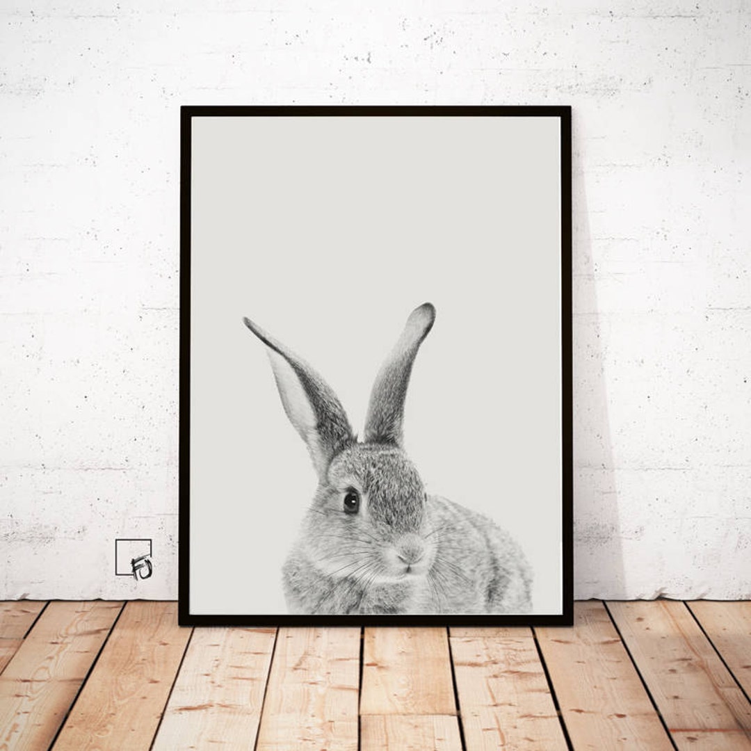 Rabbit Print, Scandinavian Art, Rabbit Poster, Rabbit Art, Nursery ...