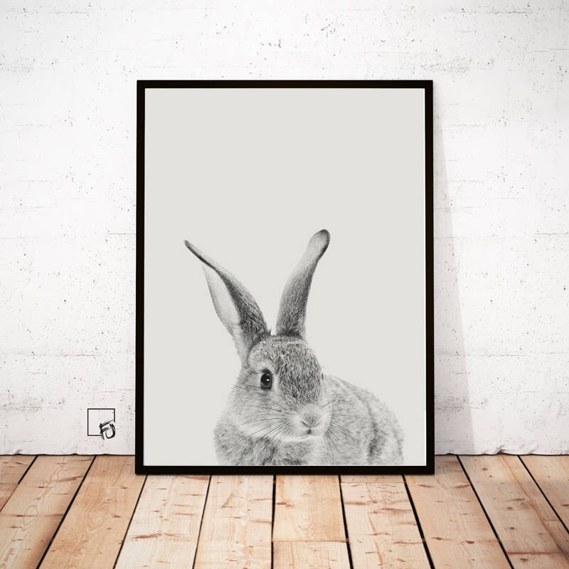Rabbit Print, Scandinavian Art, Rabbit Poster, Rabbit Art, Nursery ...