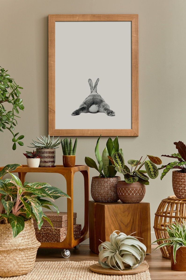 Rabbit Print Woodlands Nursery Art Rabbit Wall Decor Black - Etsy