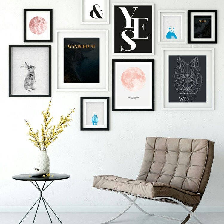 Rabbit Print Woodlands Nursery Art Rabbit Wall Decor Black - Etsy