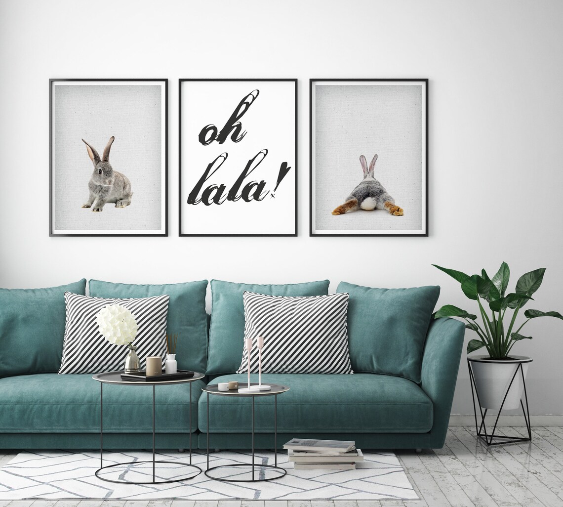 Hare Print, Rabbit Wall Art, Hare Painting, Rabbit Wall Hanging ...