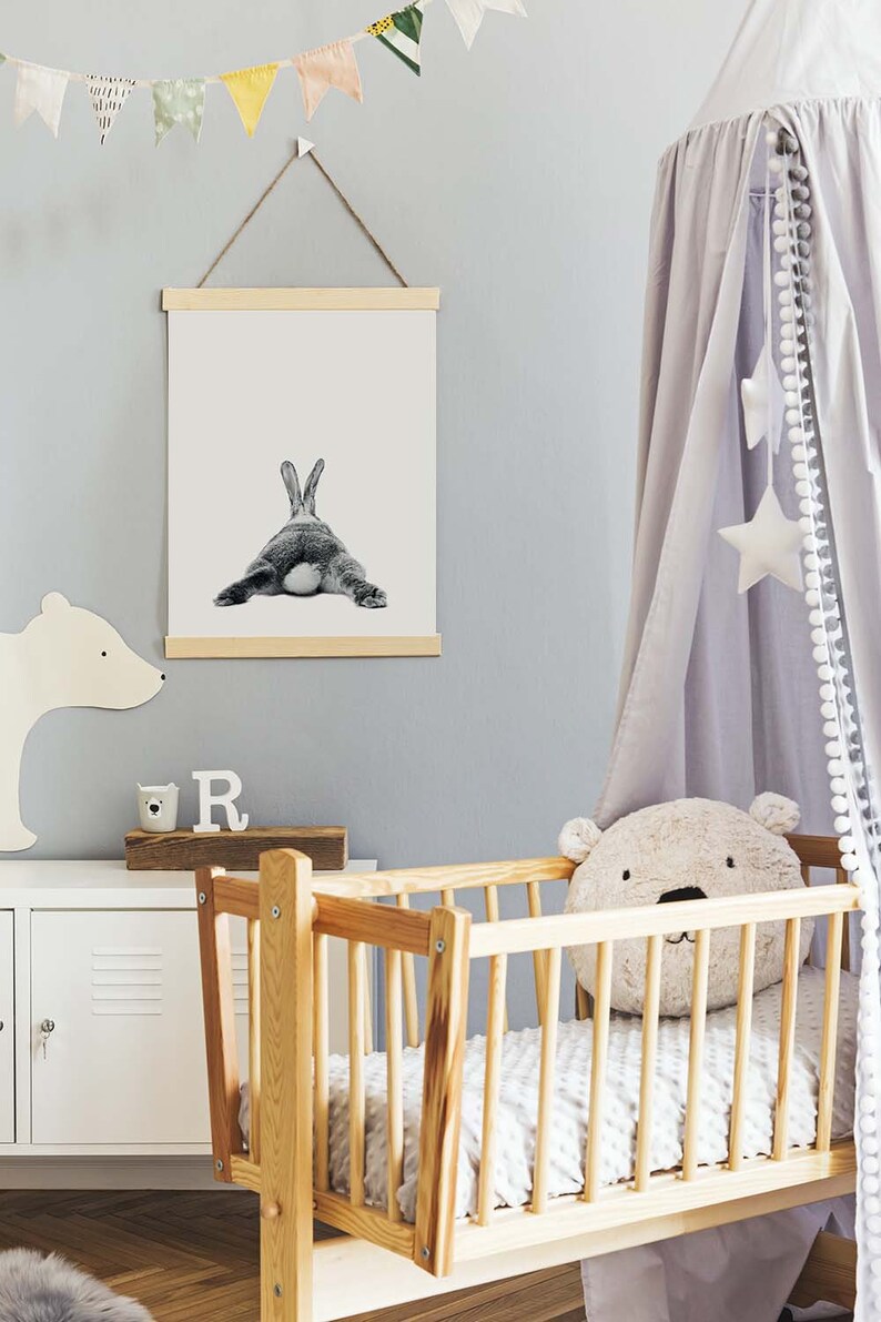 Rabbit Print Woodlands Nursery Art Rabbit Wall Decor Black - Etsy