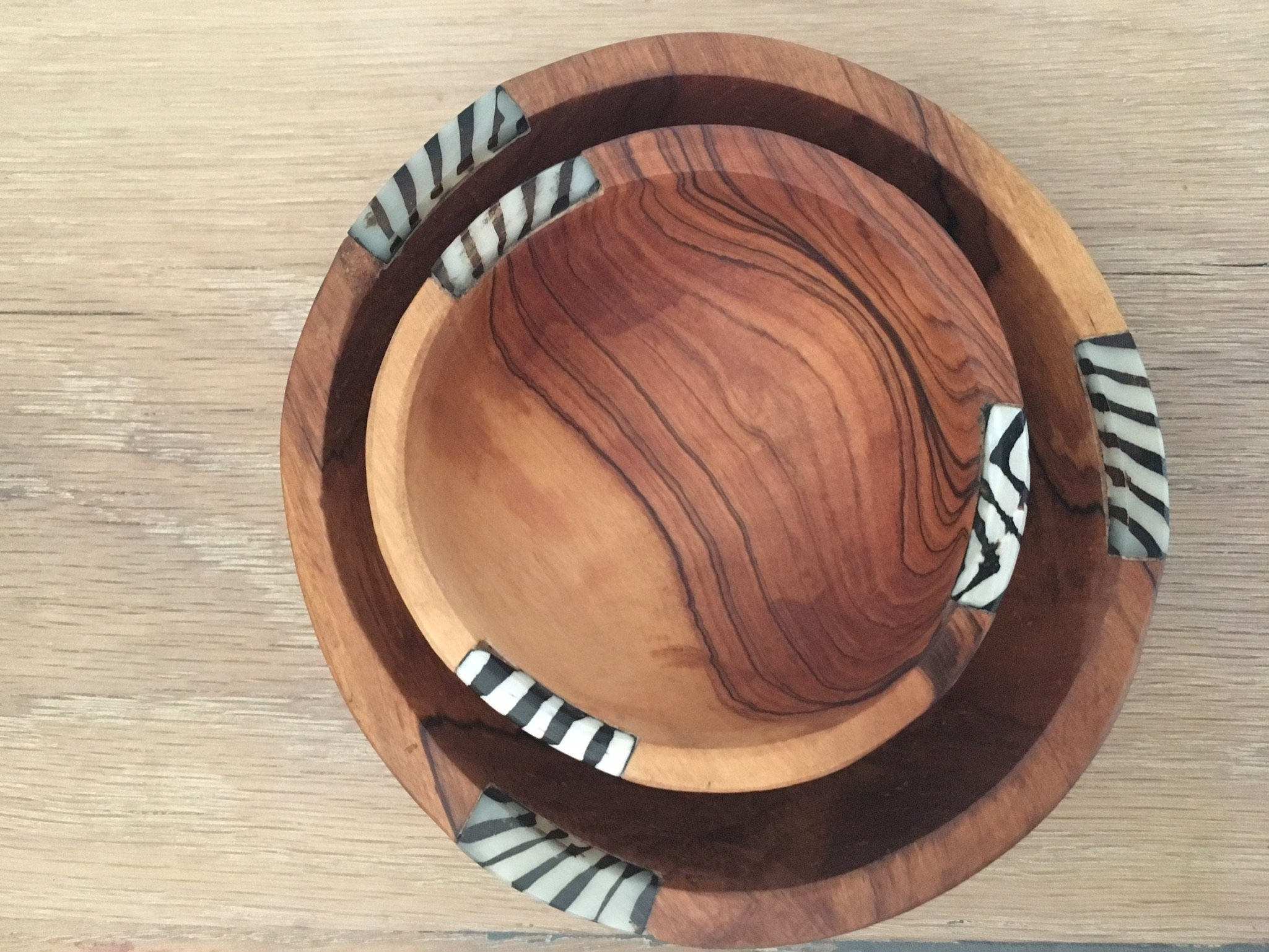 Handcarved Kenyan Wood Spice Bowls With Bone Inlay | Etsy